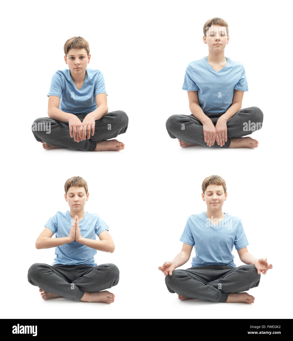Young boy doing yoga Stock Photo - Alamy