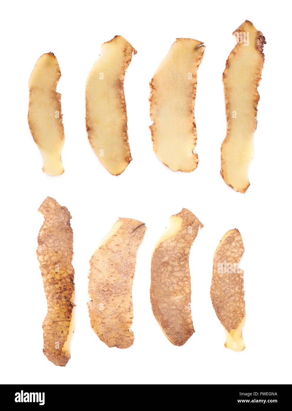 Multiple different potato peels isolated Stock Photo - Alamy