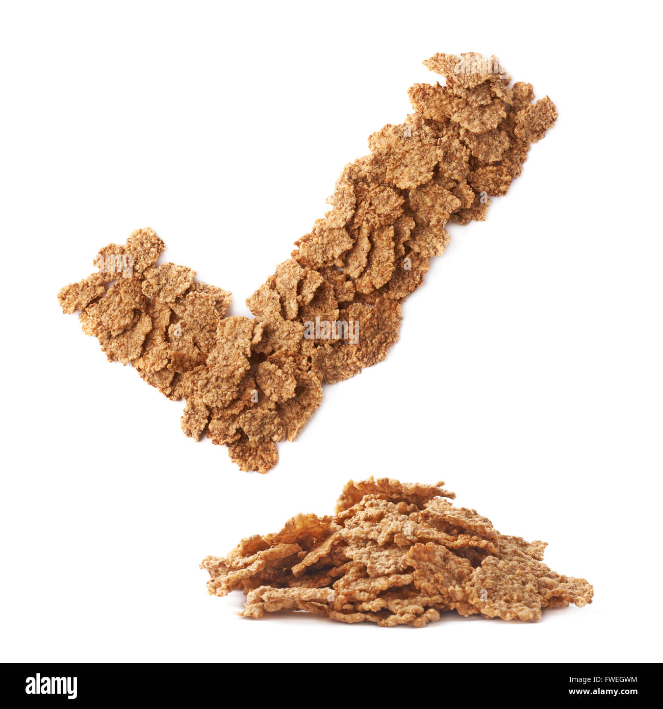 Yes tick sign made of cereal flakes Stock Photo - Alamy