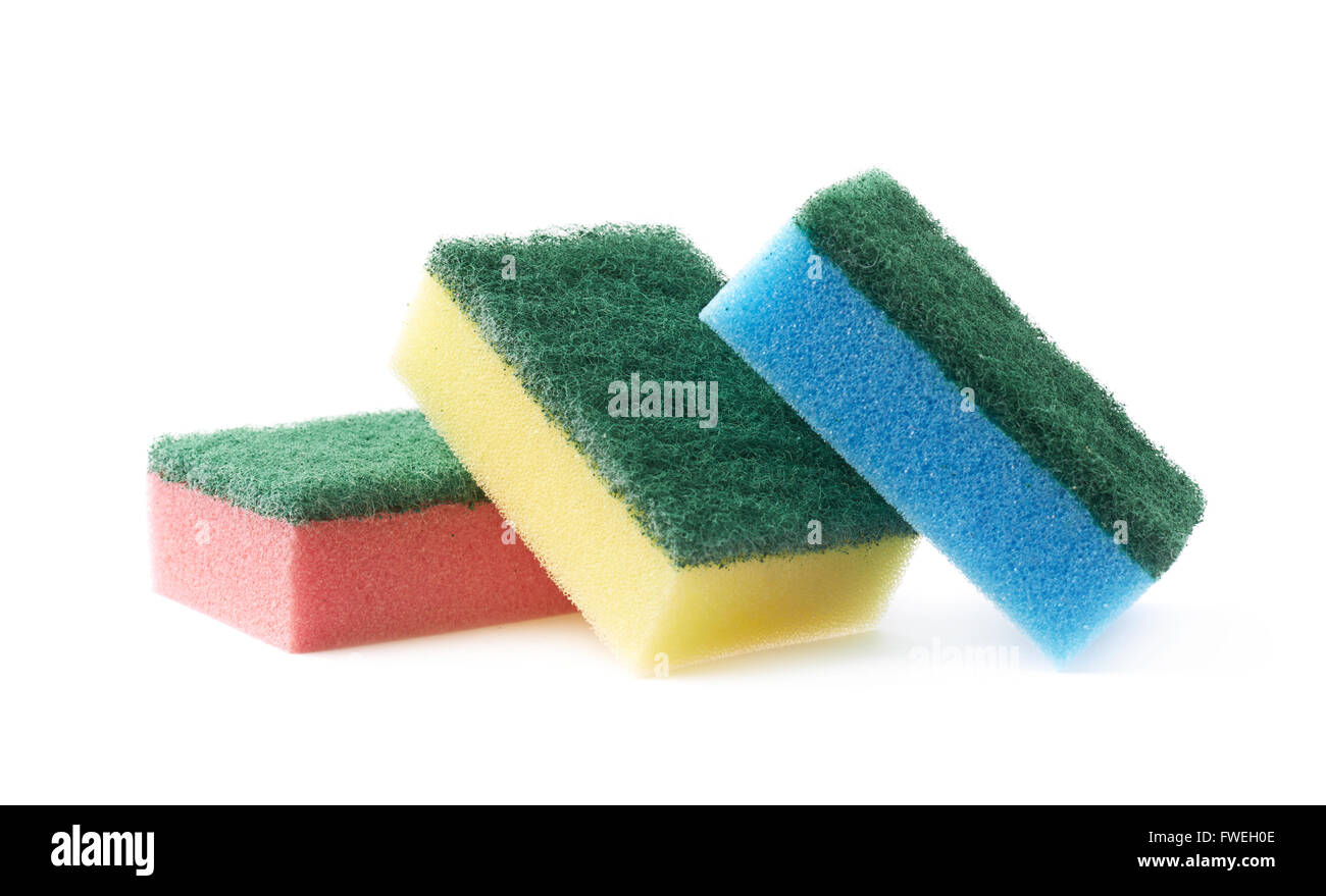 Pile of three kitchen sponges Stock Photo - Alamy