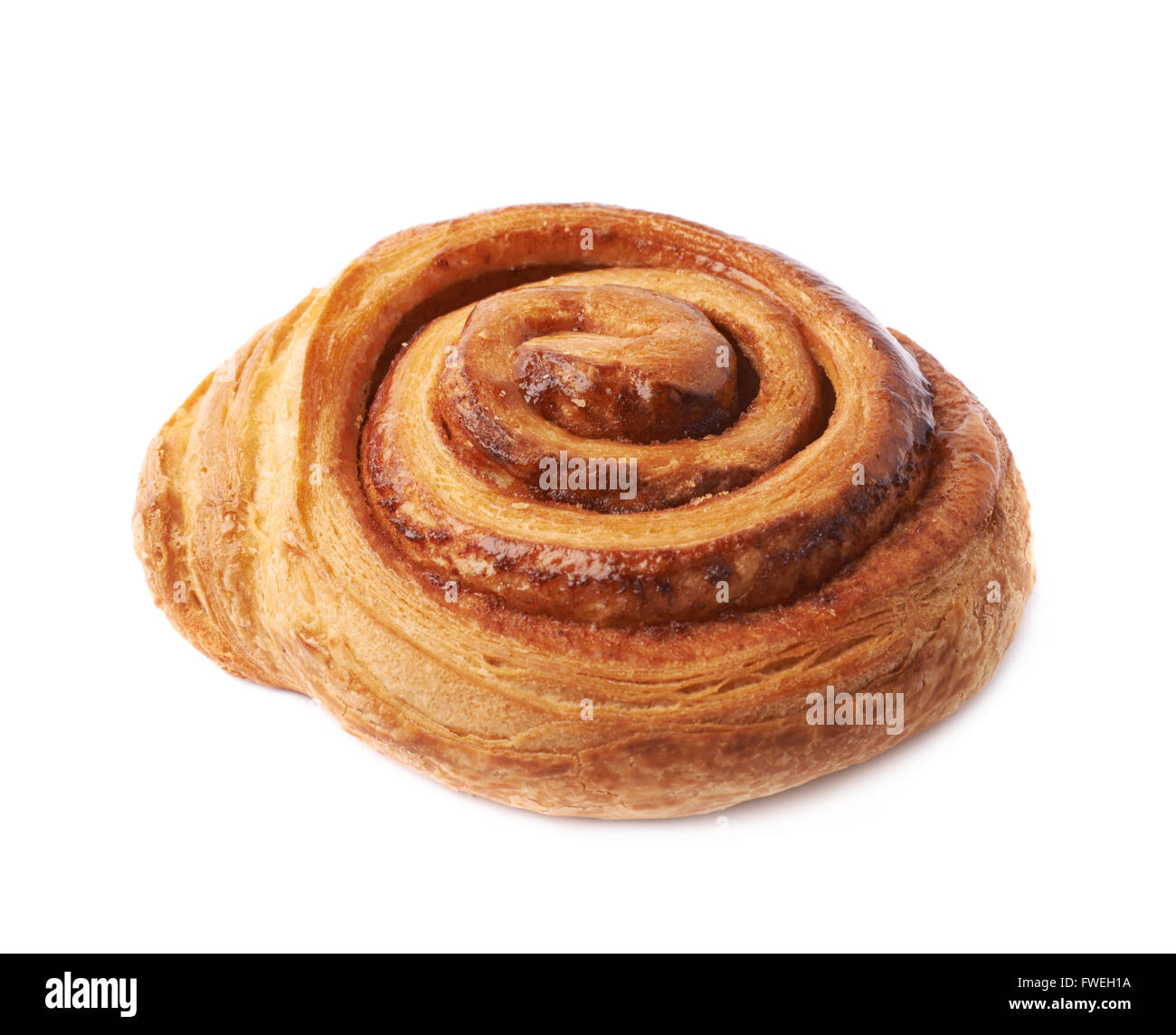 Sweet cinnamon bun roll isolated Stock Photo - Alamy