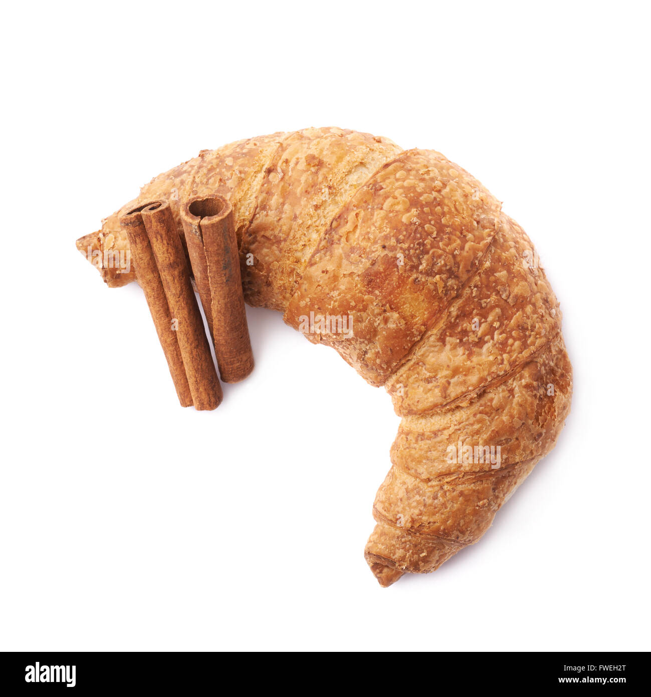 Croissant pastry and cinnamon sticks Stock Photo - Alamy