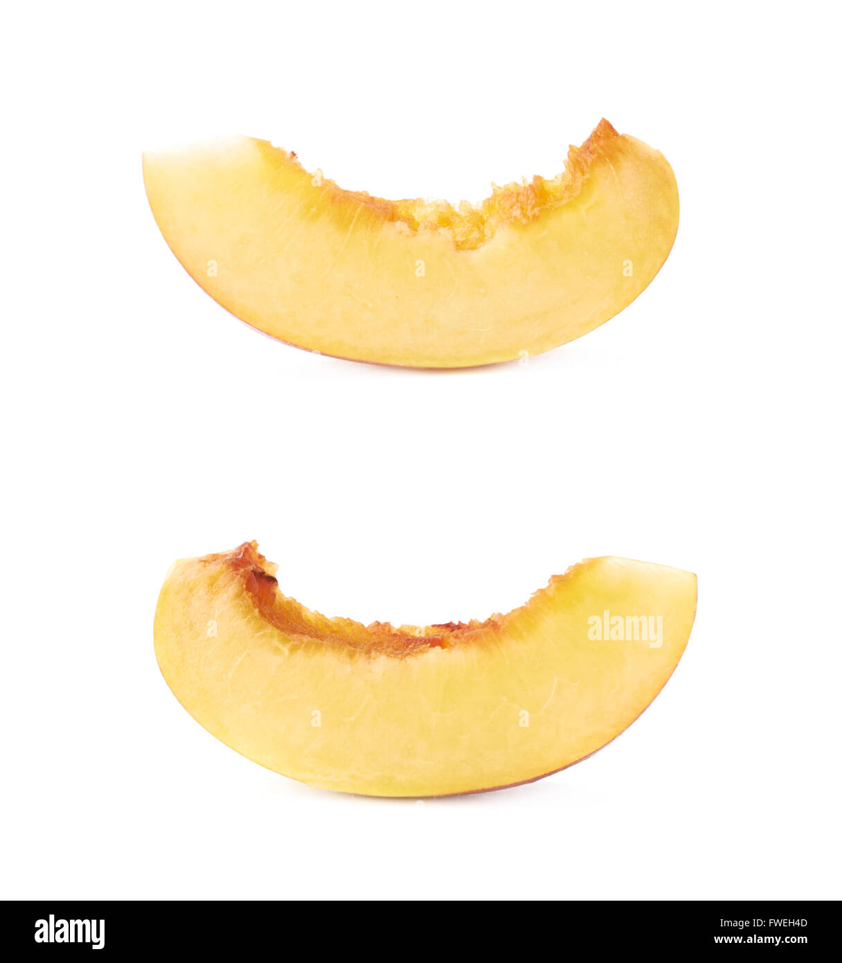 Slice of a nectarine isolated Stock Photo - Alamy