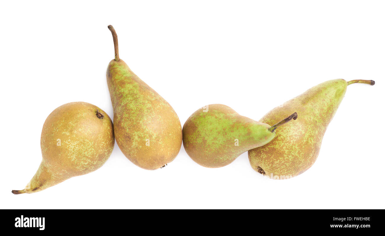 Four green pears composition isolated Stock Photo - Alamy