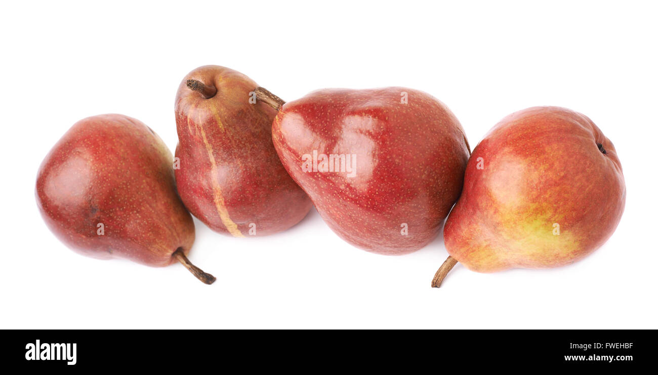 Four red pears composition isolated Stock Photo - Alamy