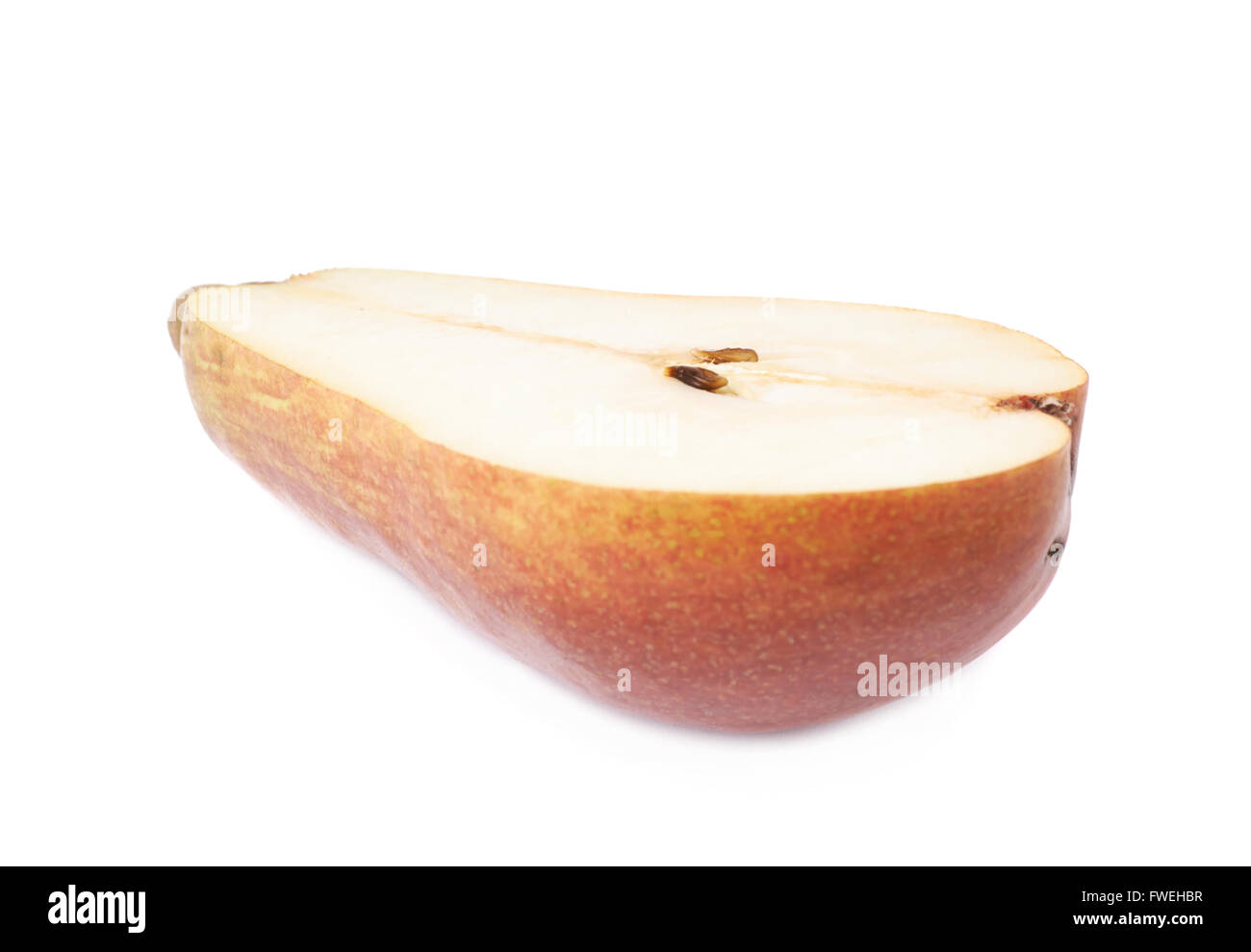 Red pear cut in half isolated Stock Photo - Alamy
