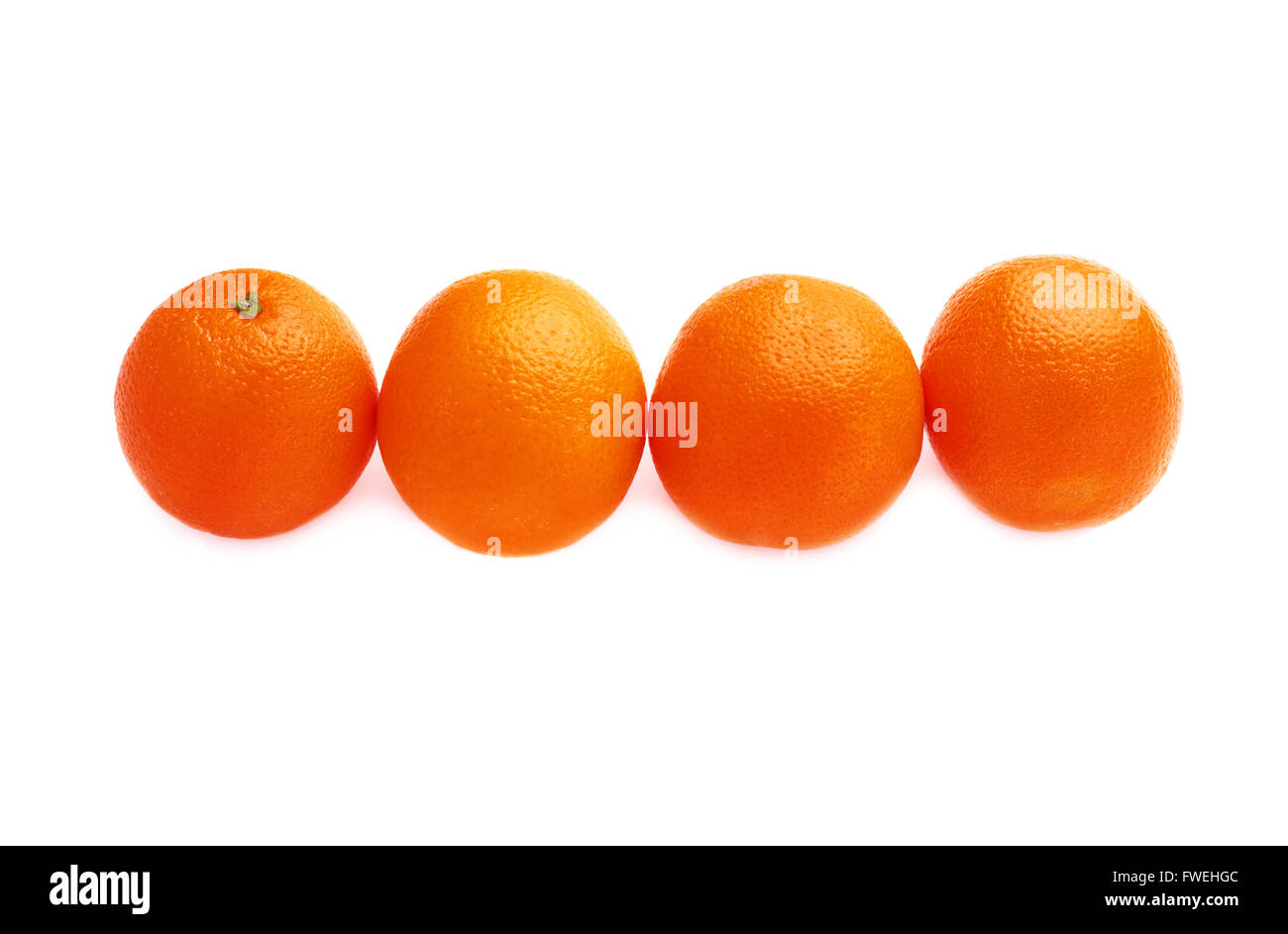 Four oranges fruits composition isolated over the white background ...
