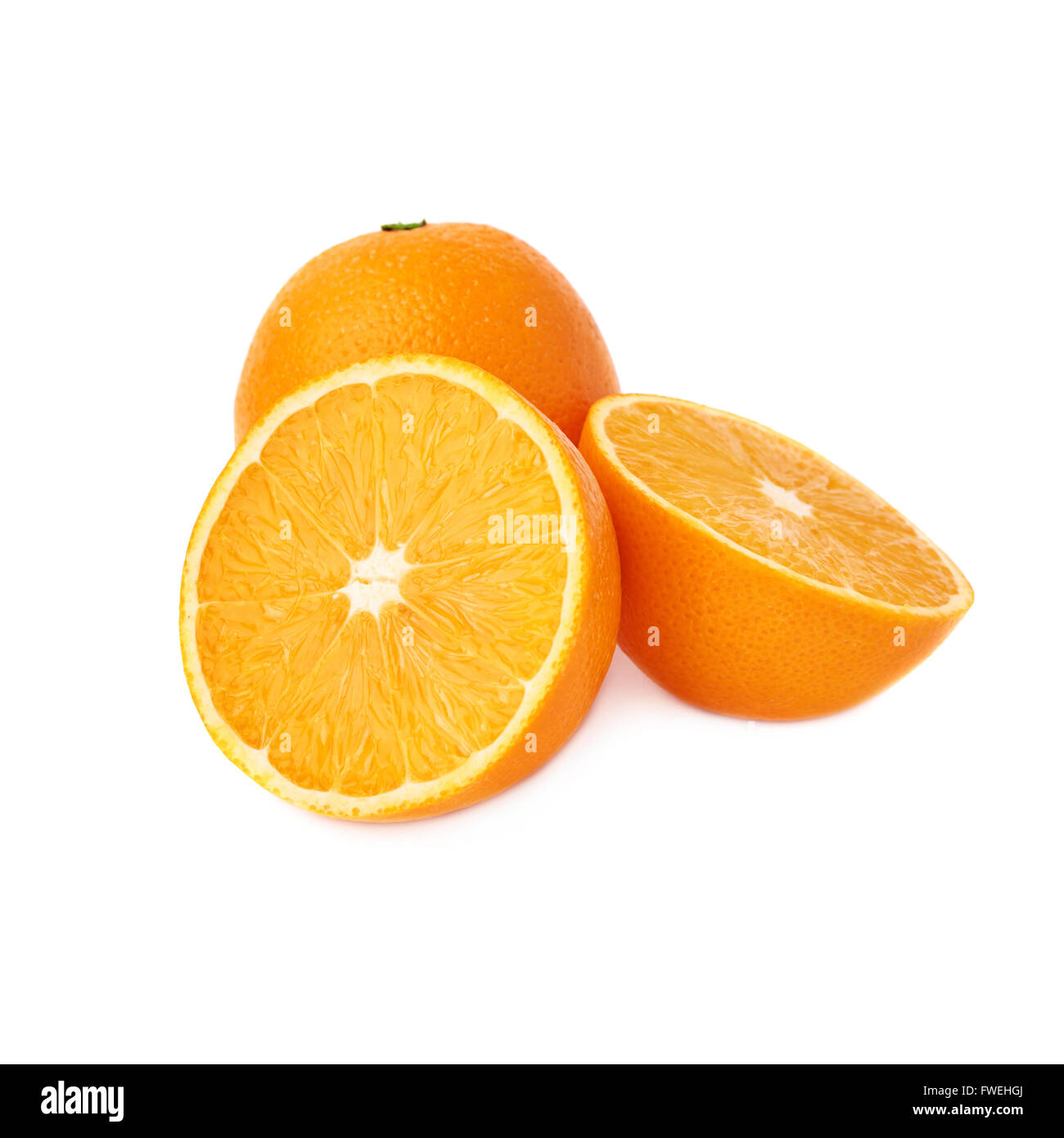 Served orange fruit composition isolated over the white background ...