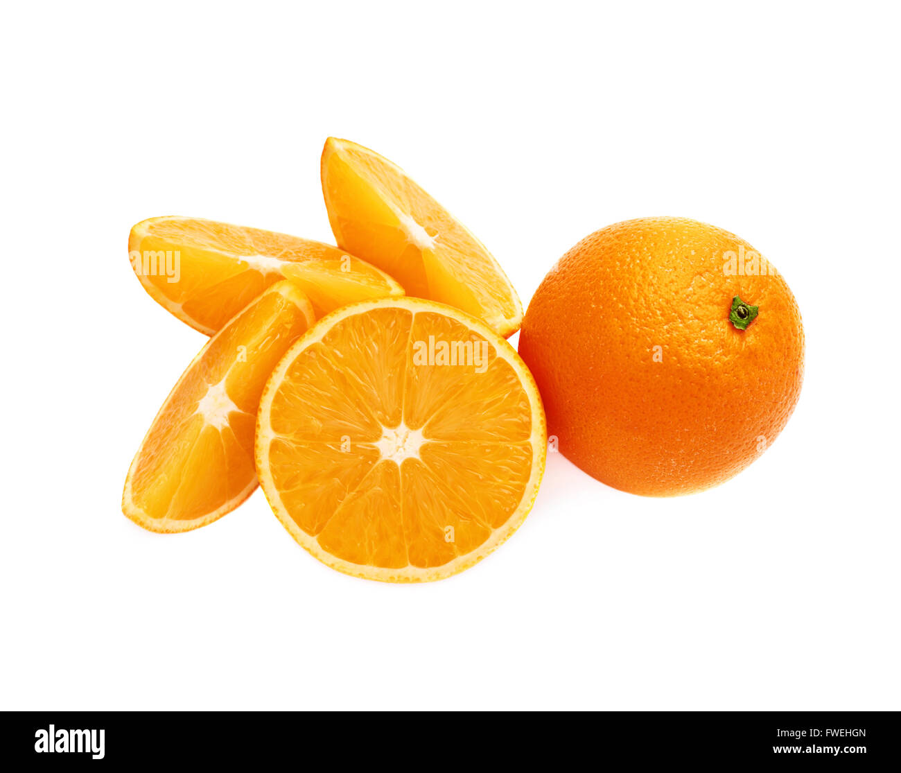 Served orange fruit composition isolated over the white background ...