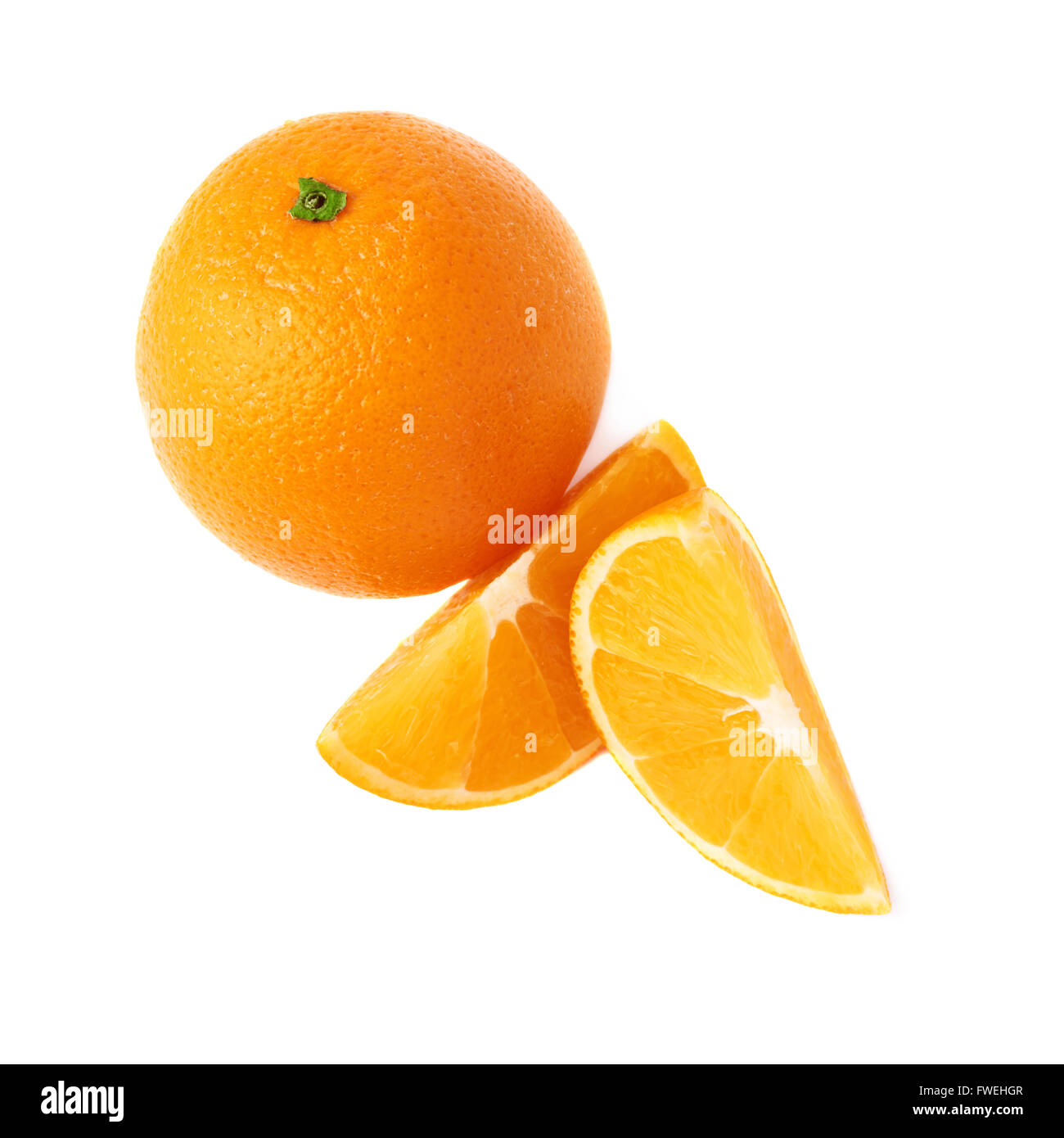 Served orange fruit composition isolated over the white background ...