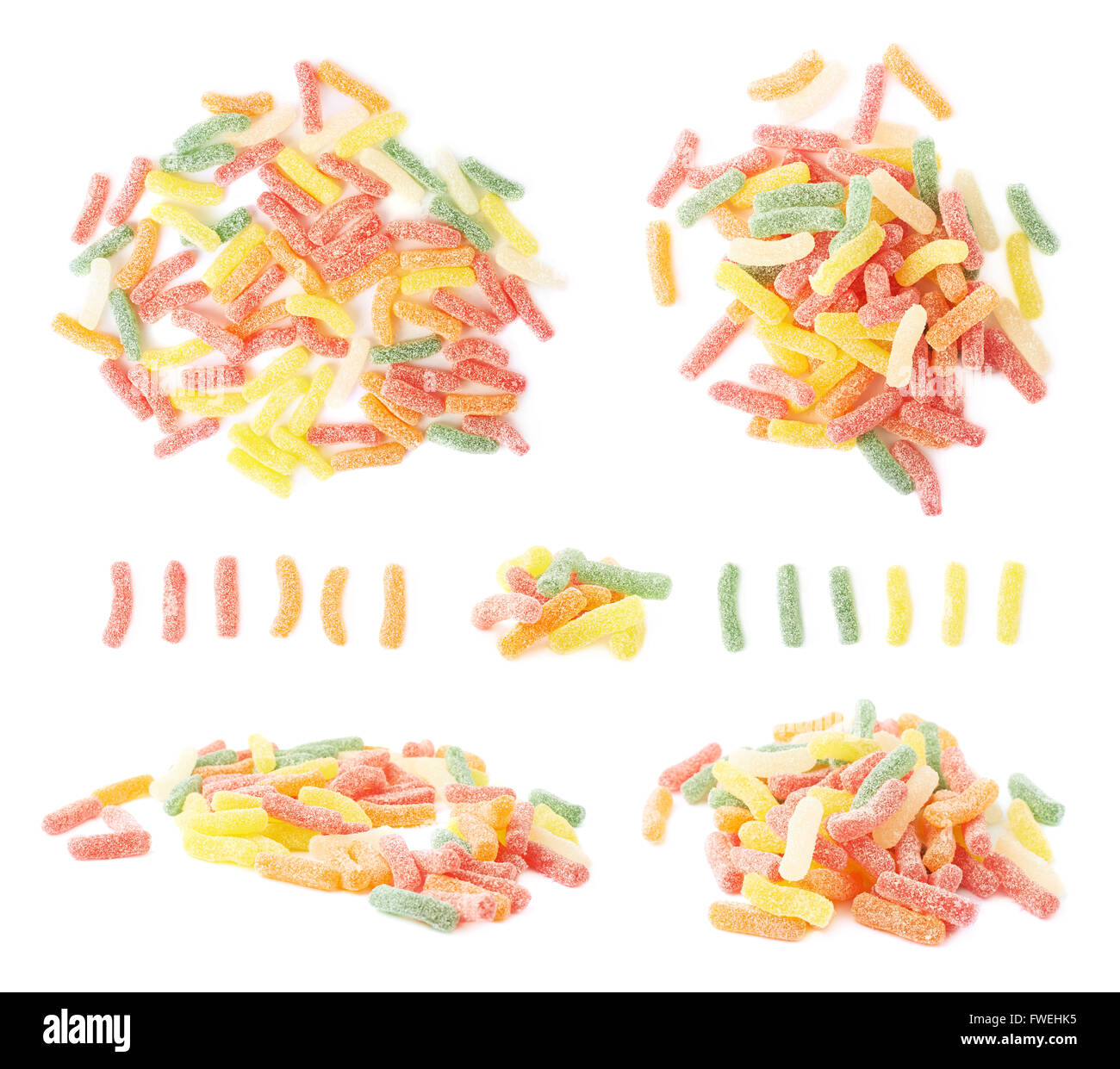 Sugar coated jelly worms candy sweets Stock Photo - Alamy