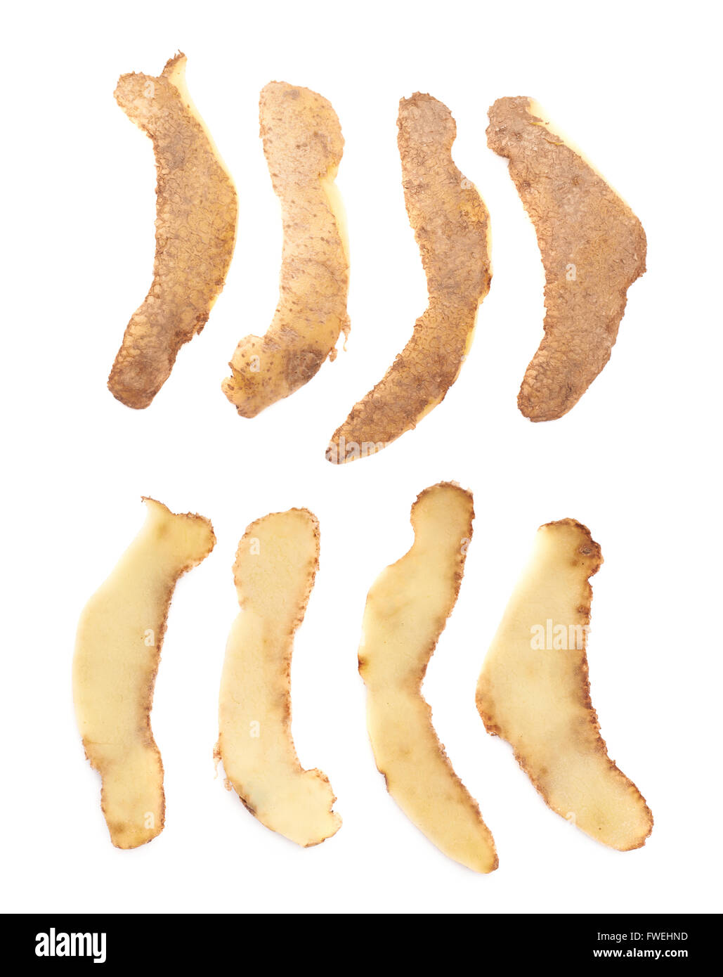 Multiple different potato peels isolated Stock Photo - Alamy