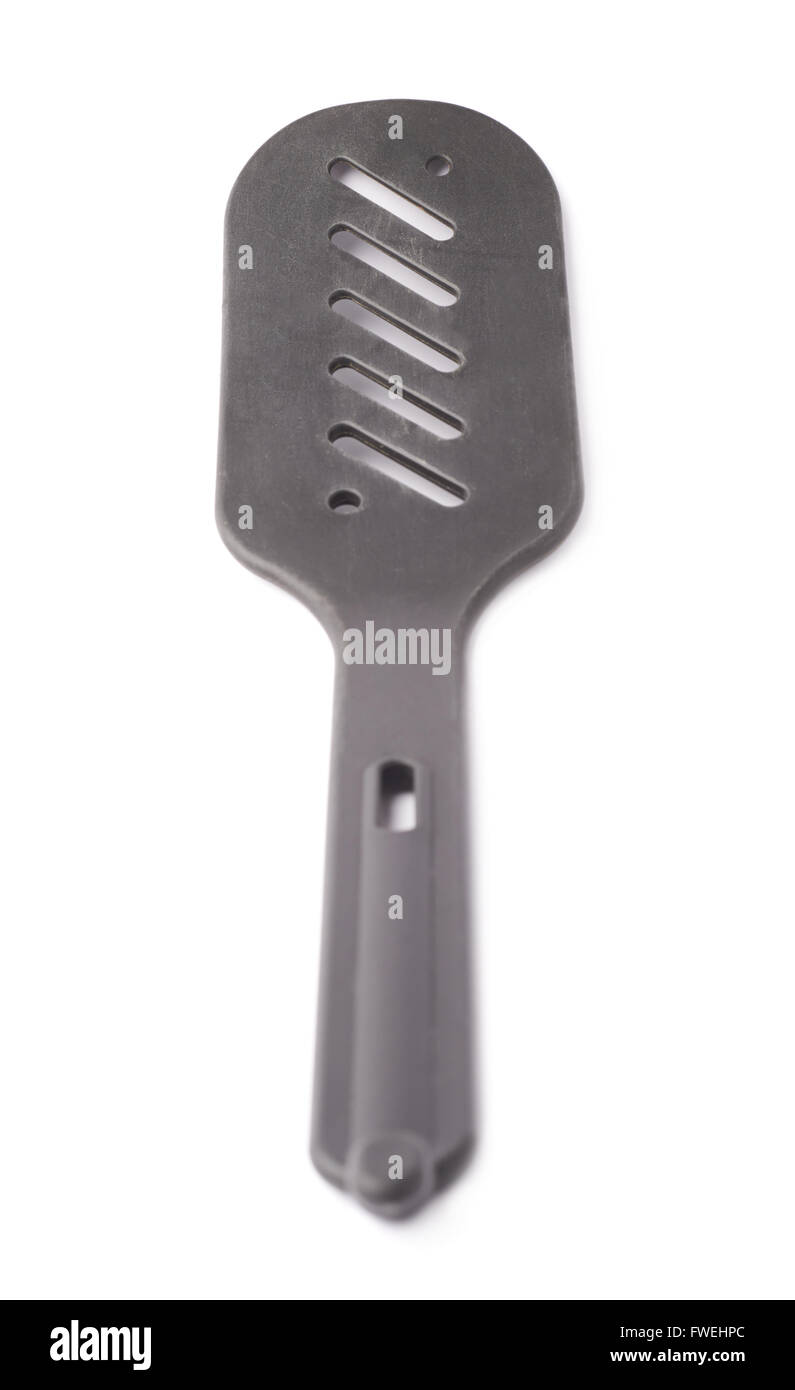 Used black plastic spatula isolated Stock Photo - Alamy