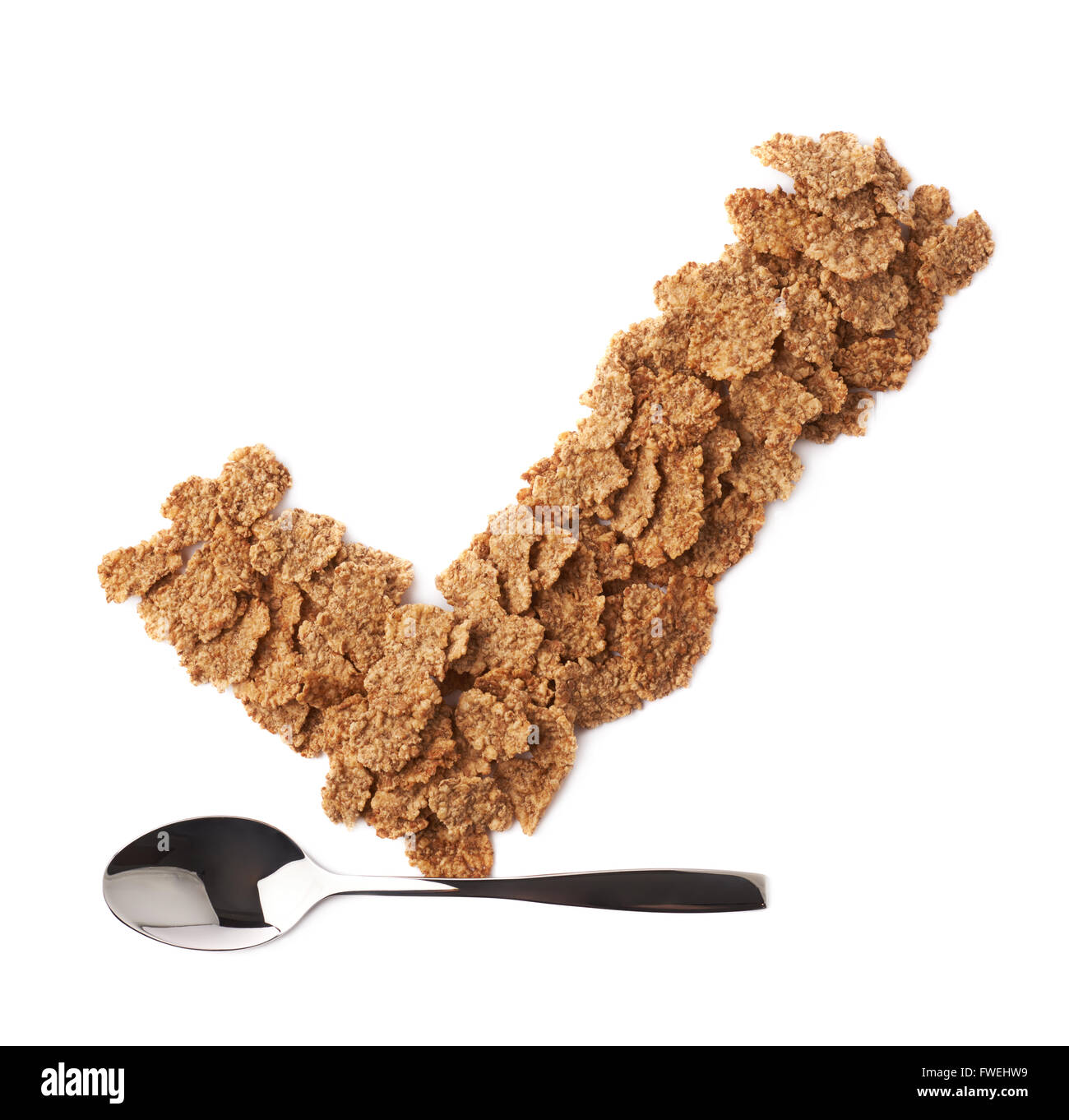 Yes tick sign made of cereal flakes Stock Photo - Alamy