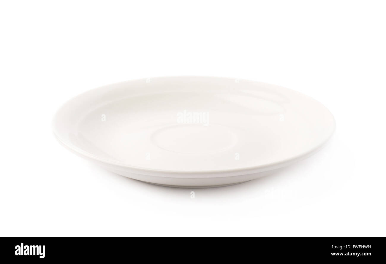 Small white ceramic plate isolated Stock Photo - Alamy