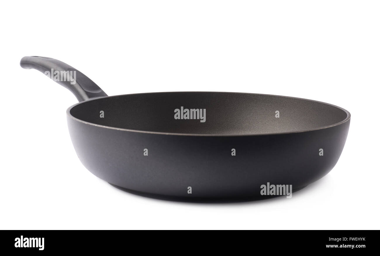 Black metal frying pan isolated Stock Photo - Alamy