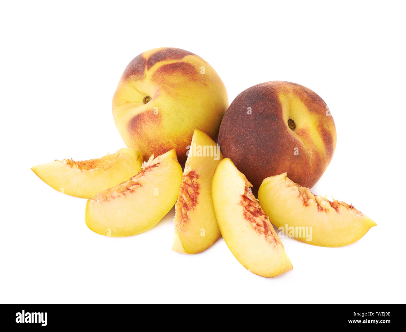 Served peach fruit composition isolated Stock Photo - Alamy