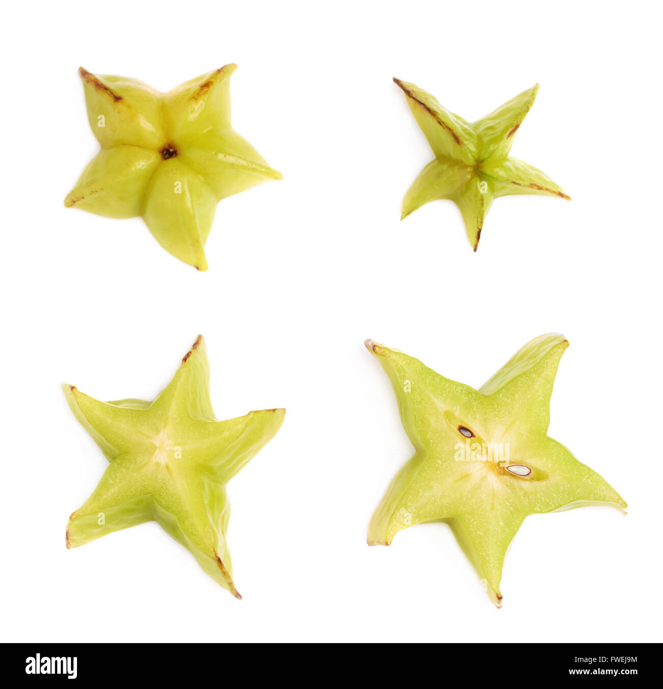 Averrhoa carambola starfruit cross-section isolated Stock Photo - Alamy