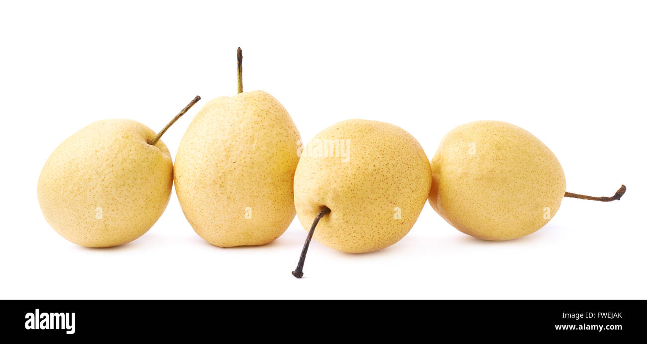 Four yellow pears composition isolated Stock Photo - Alamy