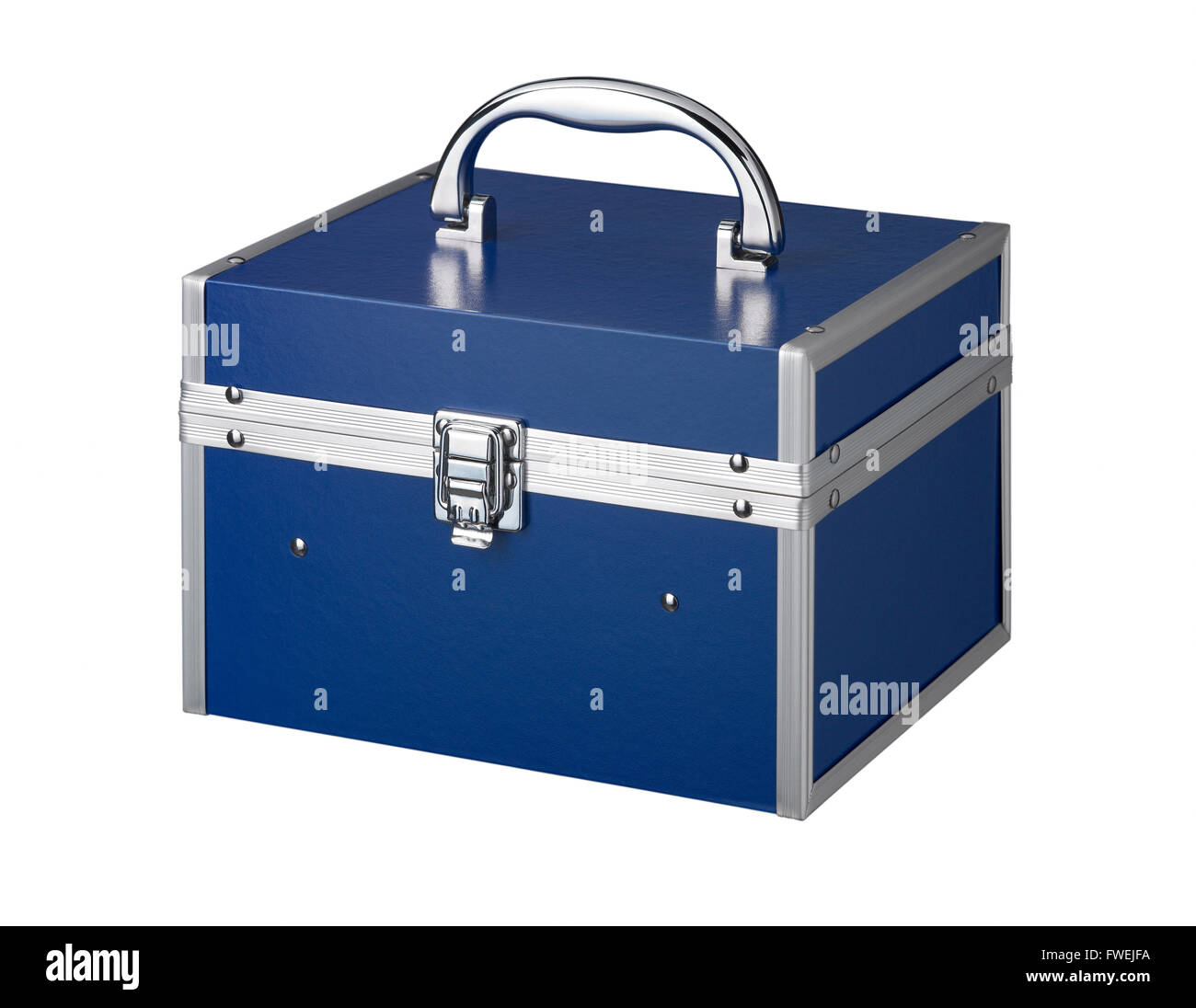 Little blue box isolated on white. Horizontal format Stock Photo - Alamy