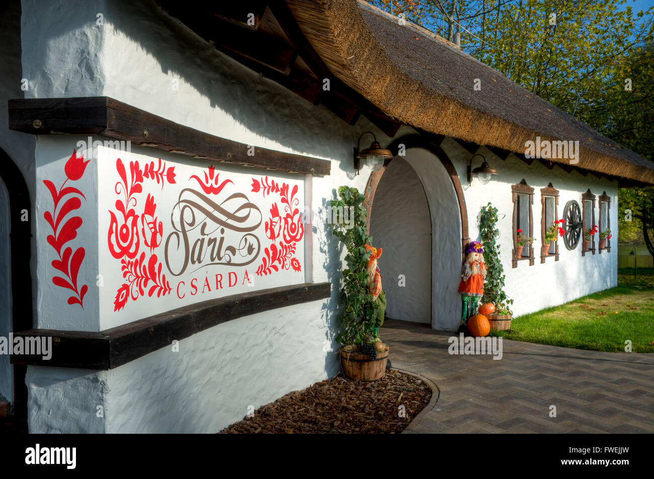 Csarda - traditional hungarian restaurant with the roof made of cane ...