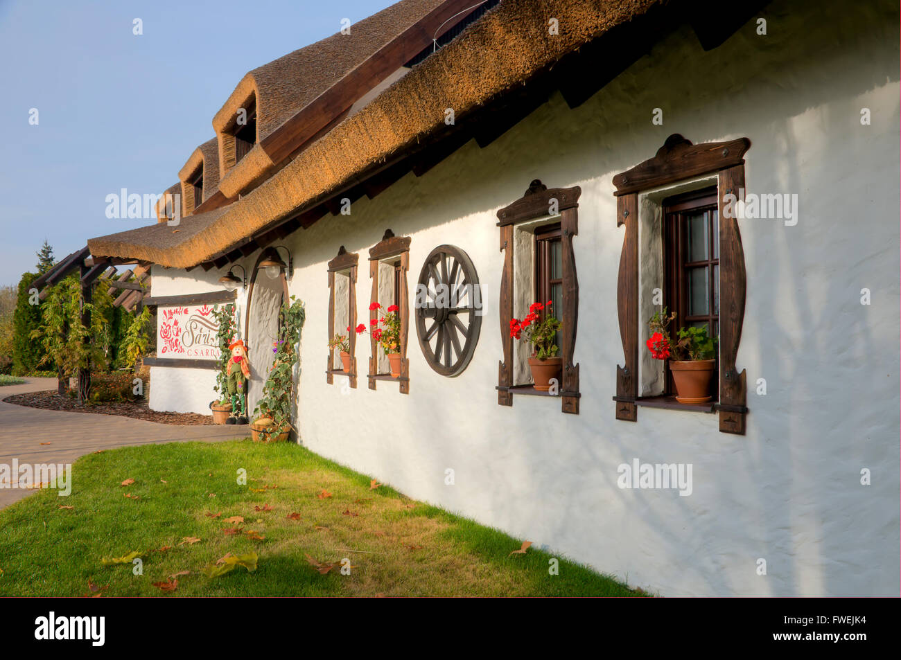 Csarda - traditional hungarian restaurant with the roof made of cane ...