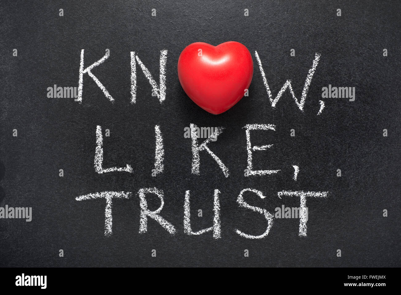 know,like,trust phrase handwritten on blackboard with heart symbol ...