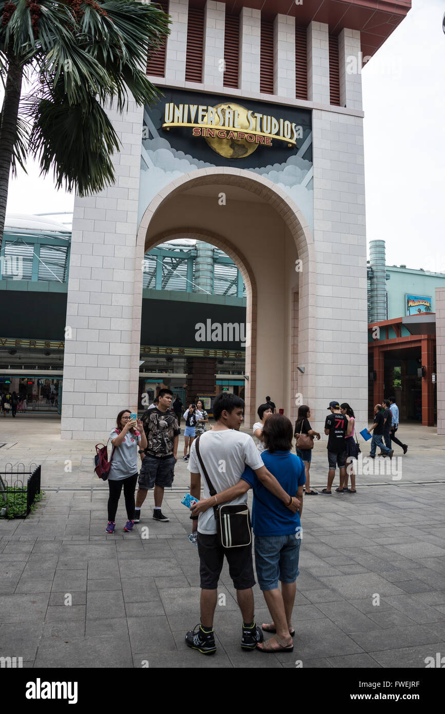 Visitors at the Universal Studios on Sentosa Island in Singapore Stock ...