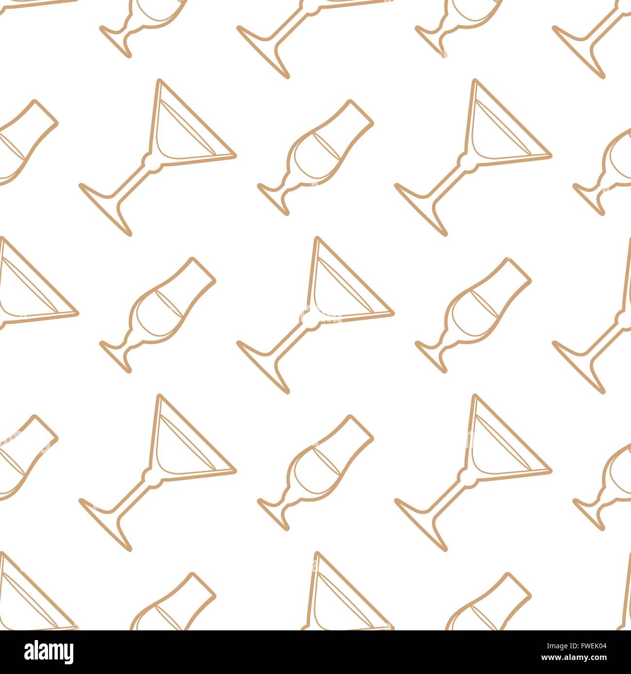 vector gold outline cocktail liquor flute glasses seamless pattern on ...