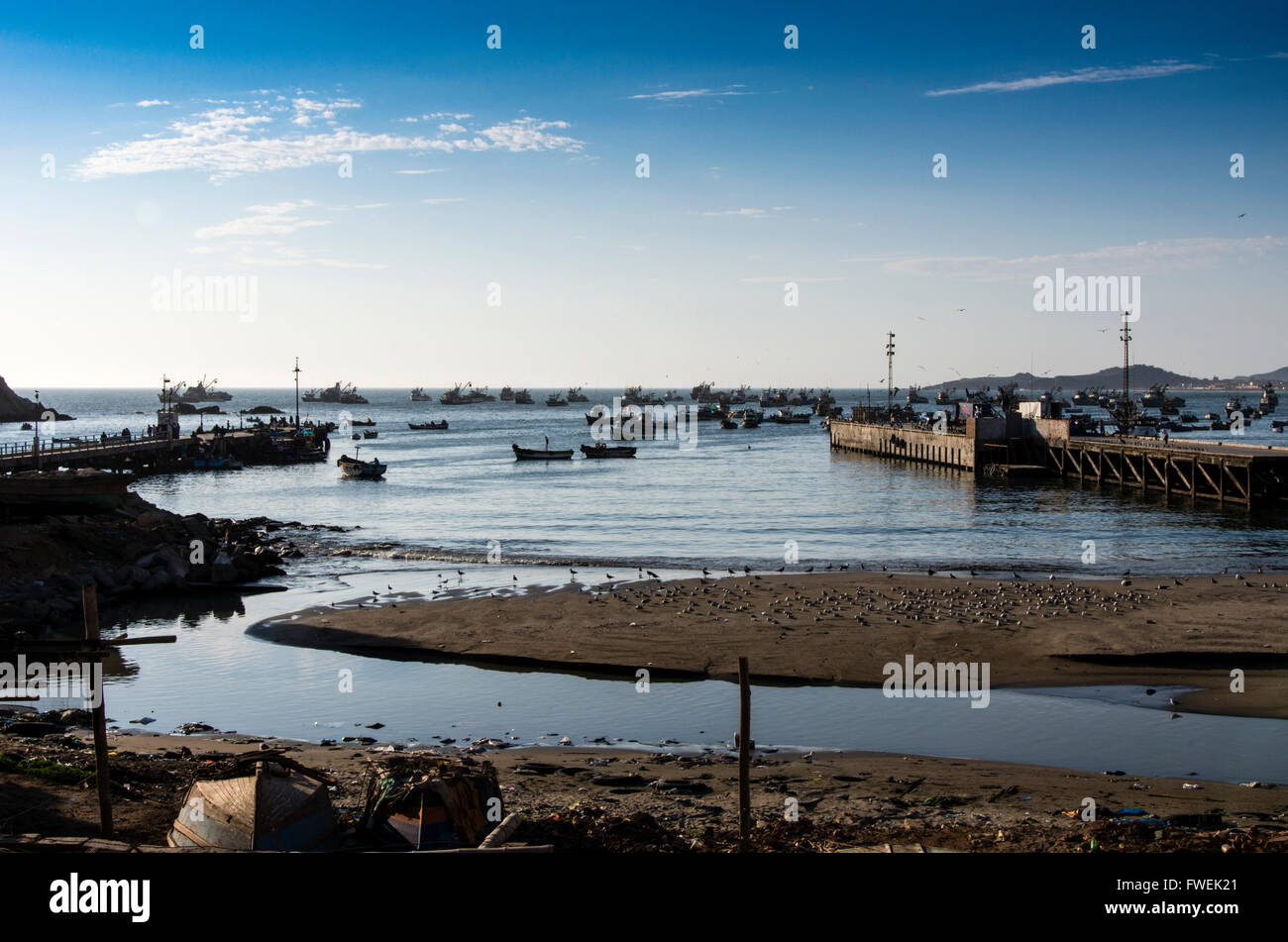 Huacho port in Lima region, Peru. Fishing vessel Stock Photo - Alamy