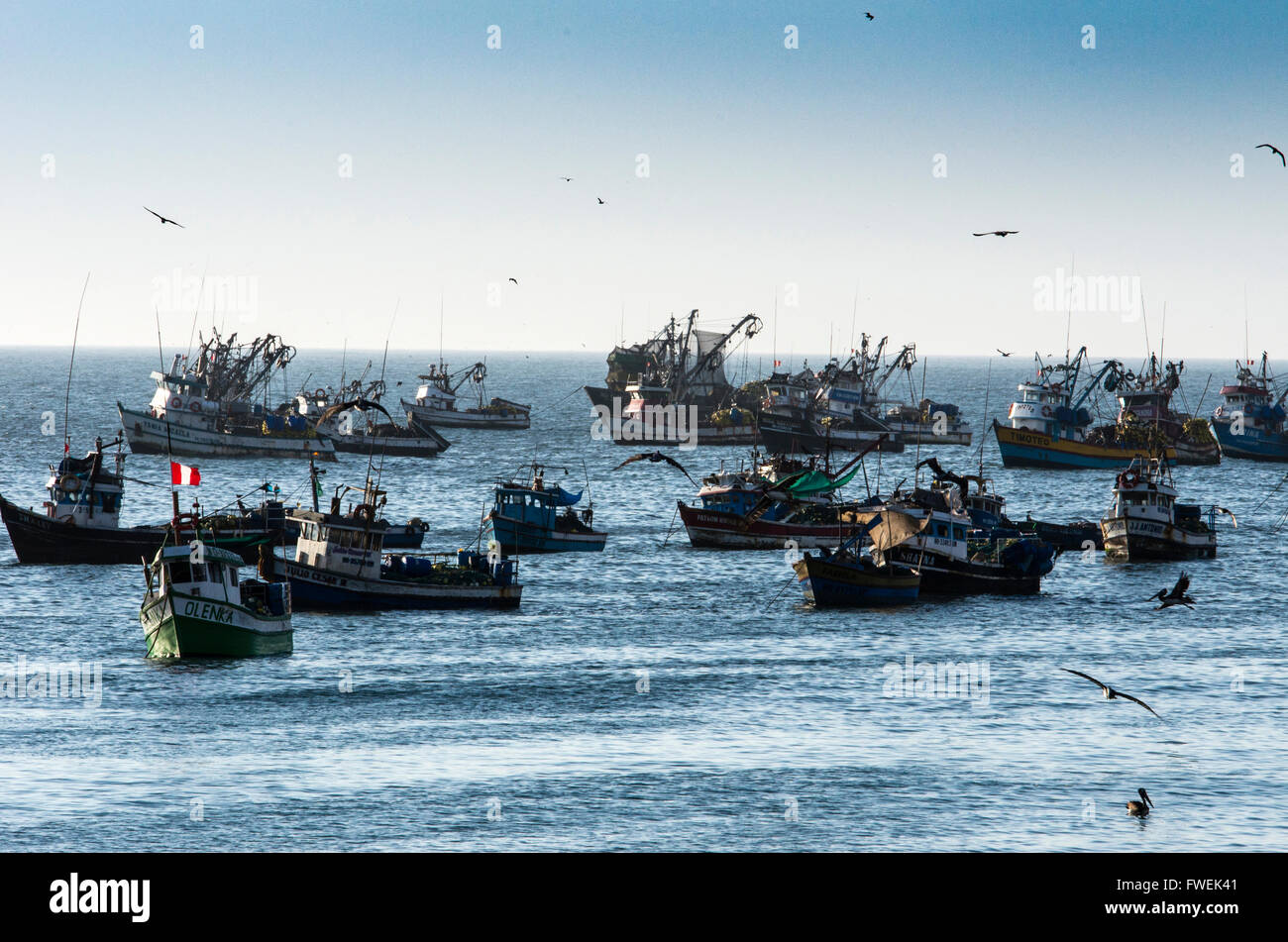 Huacho port in Lima region, Peru. Fishing vessel Stock Photo - Alamy