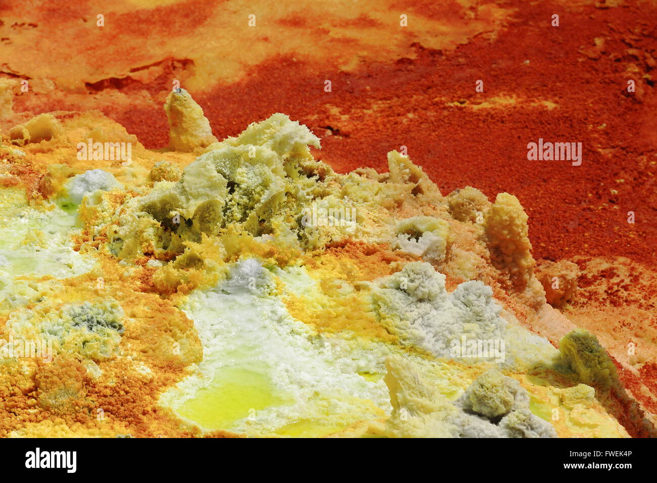 Dallol rising over Lake Karum-Assale. Deposits of sylvite -KCL ...