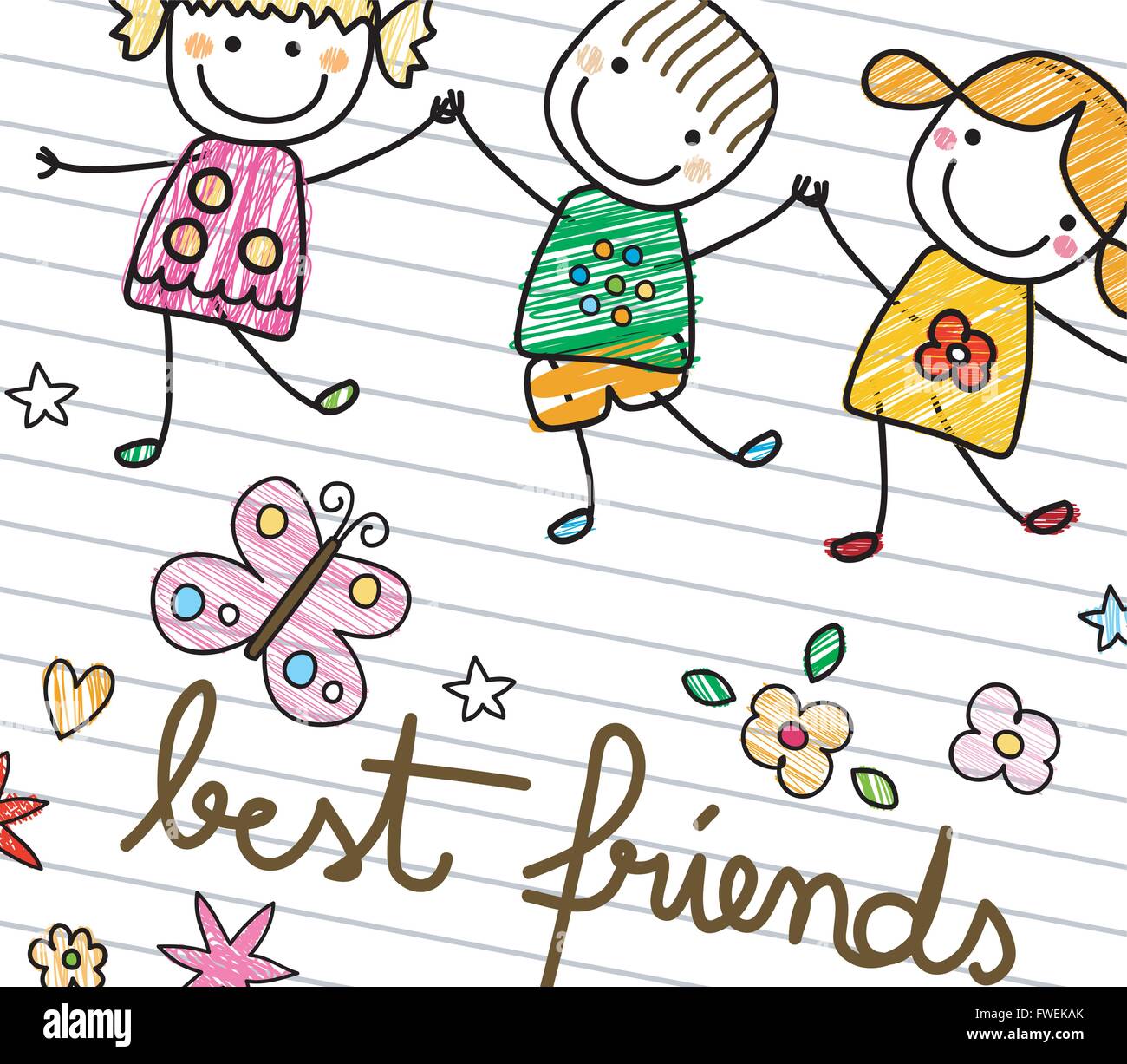 notebook paper best friends Stock Vector Image & Art - Alamy
