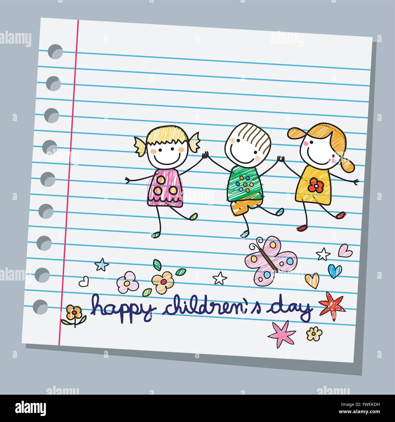 notebook paper happy children day Stock Vector Image & Art - Alamy