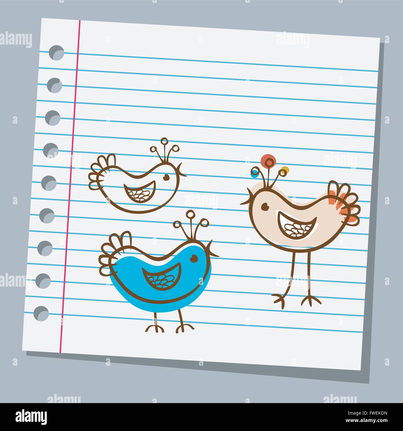 notebook paper cute birds Stock Vector Image & Art - Alamy