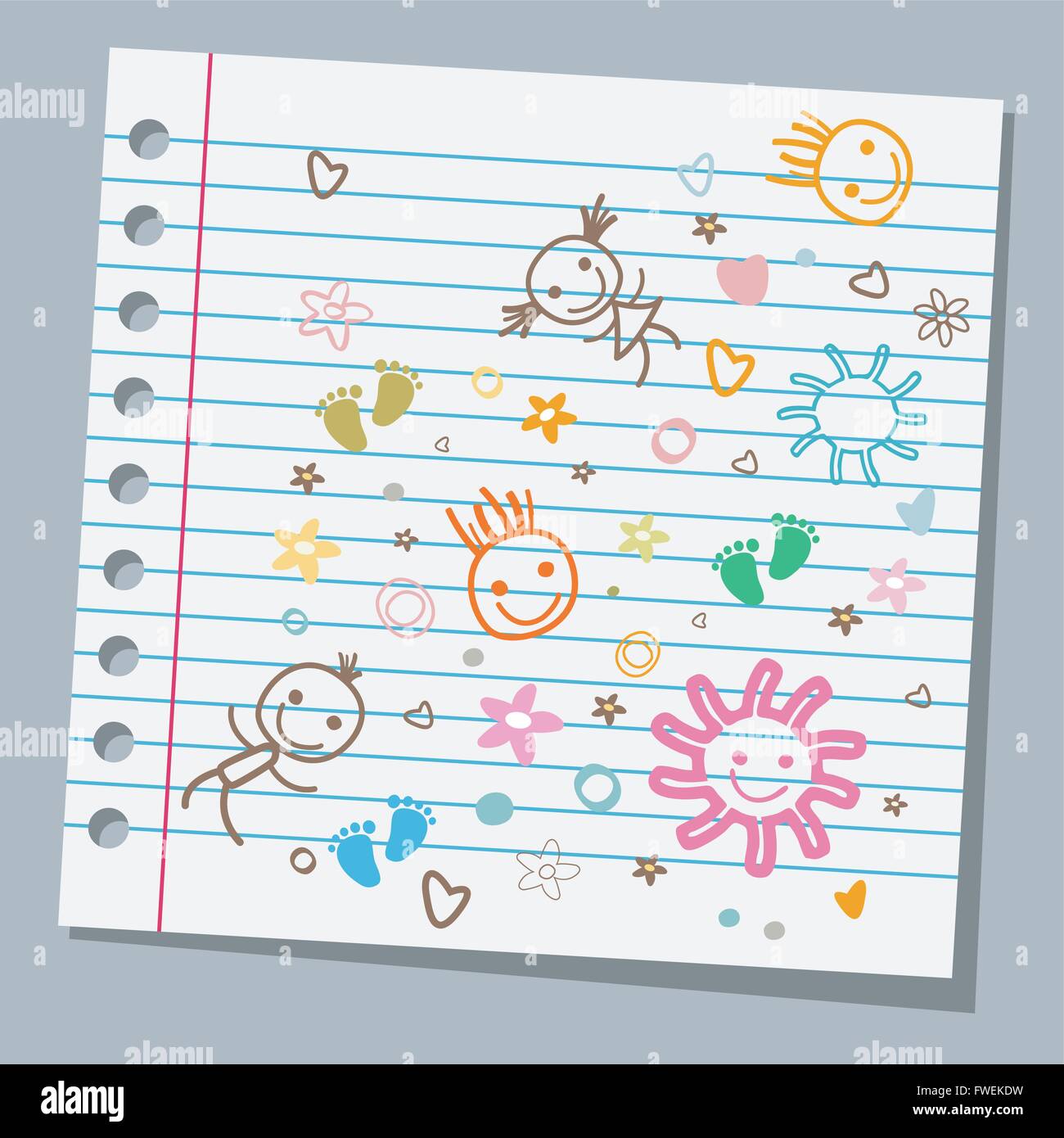 notebook paper child drawings Stock Vector Image & Art - Alamy