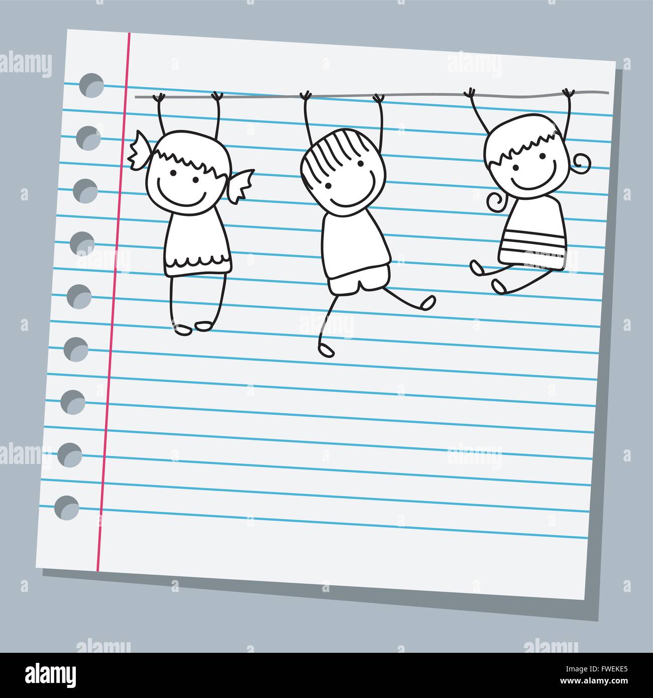 notebook paper happy kids playing Stock Vector Image & Art - Alamy