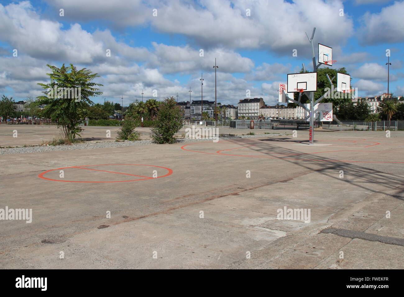 A multiple basketball goal in Nantes (France Stock Photo - Alamy