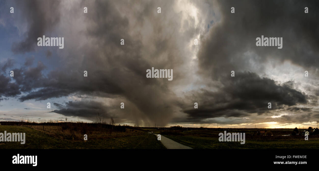 A snow storm cloud appears over Cobham in Kent Featuring: Atmosphere ...