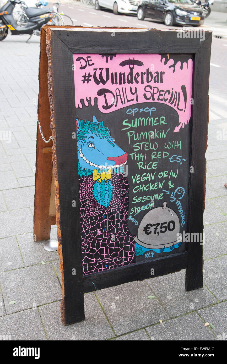Wunderbar Cafe and Bar Menu Board on Witte de Withstraat Street ...