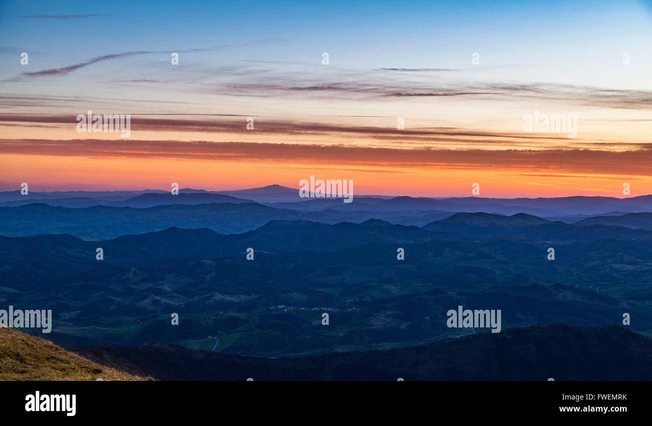 View from Mount Amiata, Monte Amiata, at sunset, Monti Sibillini ...