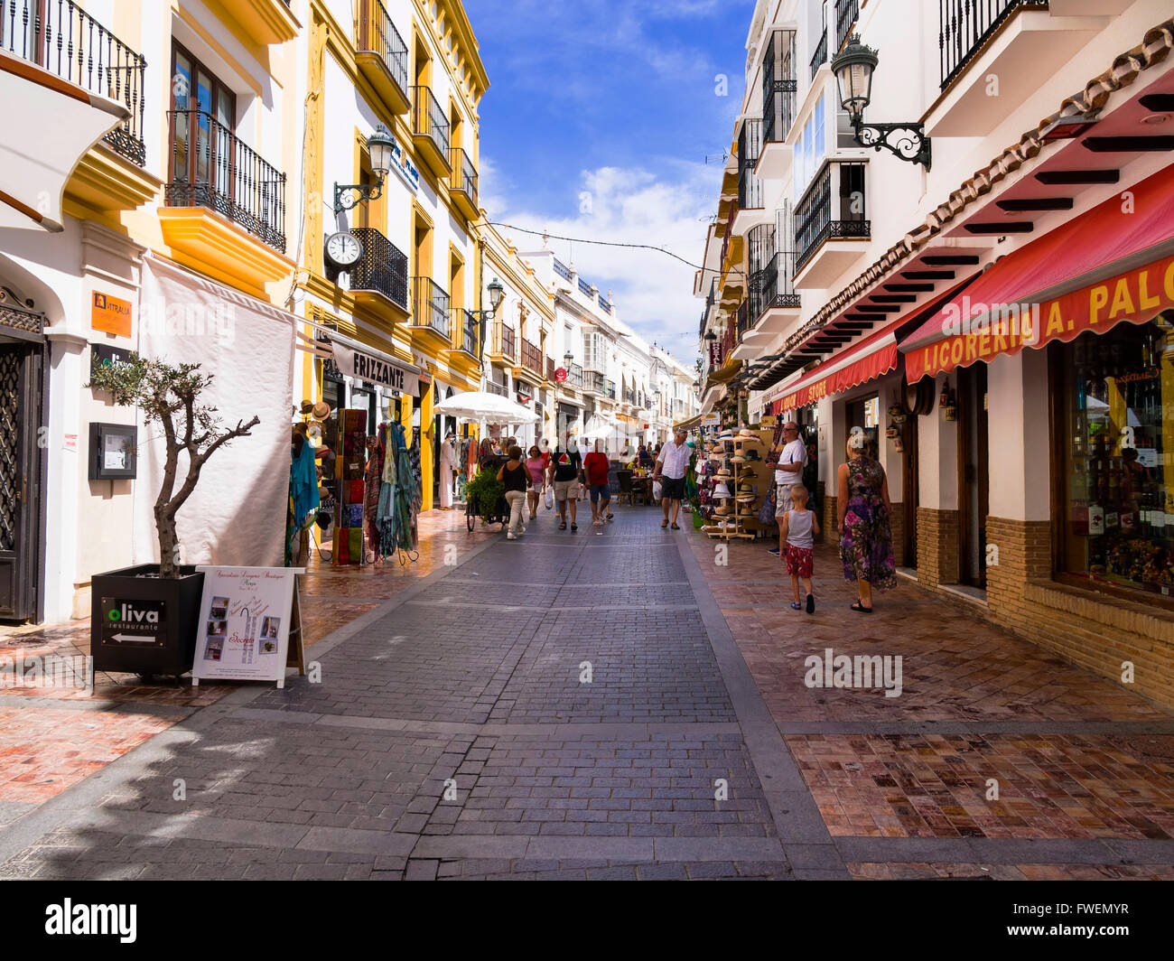 Historic centre of Nerja, Málaga province, Costa del Sol, Andalucía ...