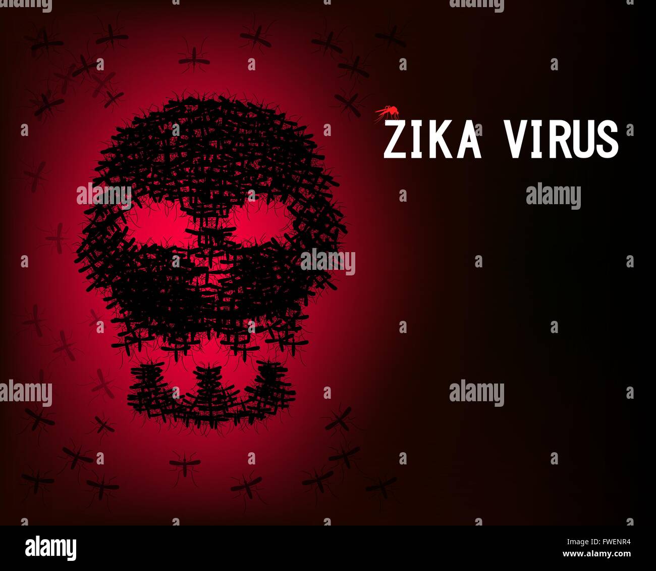 Zika virus wallpaper with skull of mosquito, vector Stock Vector Image ...