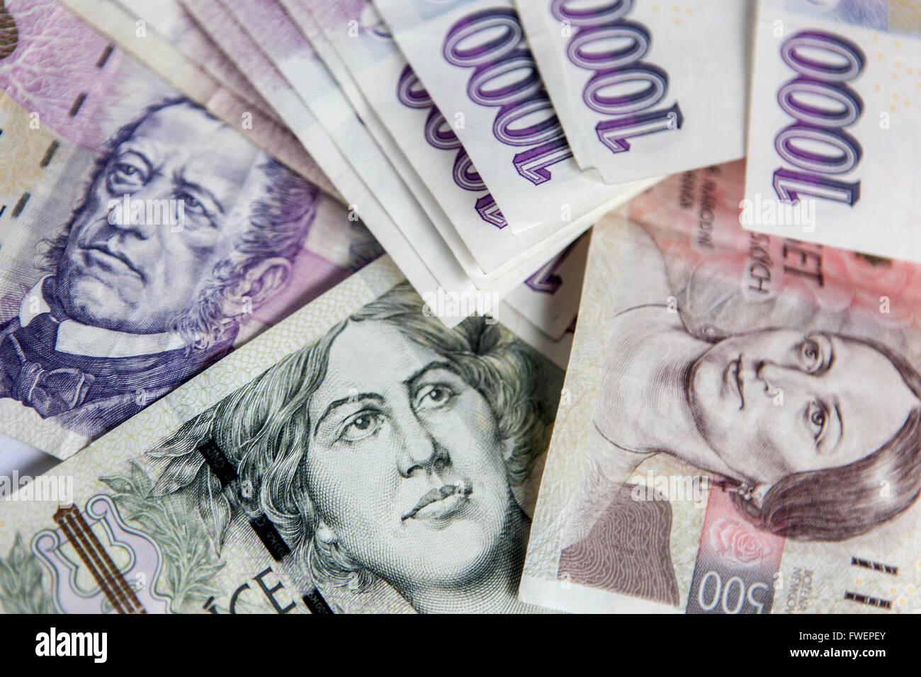 Czech banknotes, Czech paper money Czech currency Stock Photo - Alamy