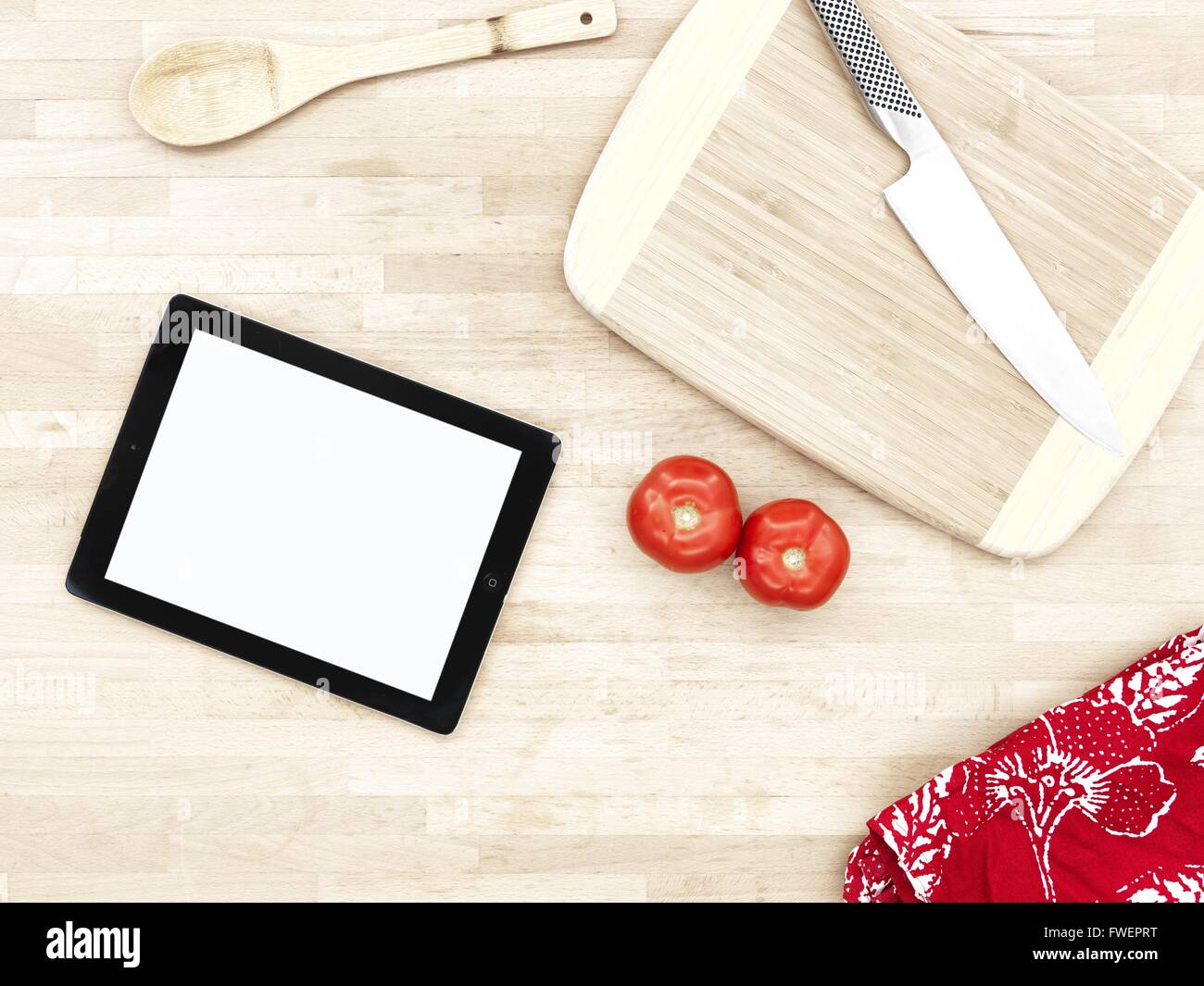 A studio photo of a cooking preparation with a tablet Stock Photo - Alamy
