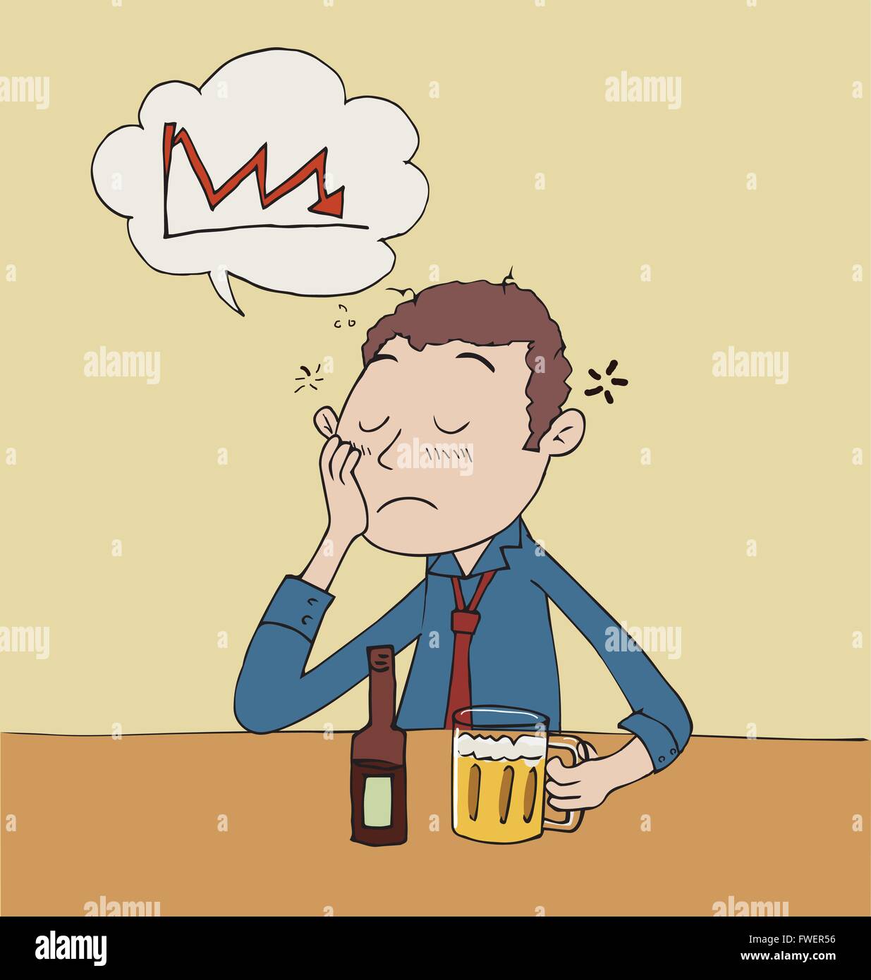 Sad depressed businessman sitting Stock Vector Images - Alamy