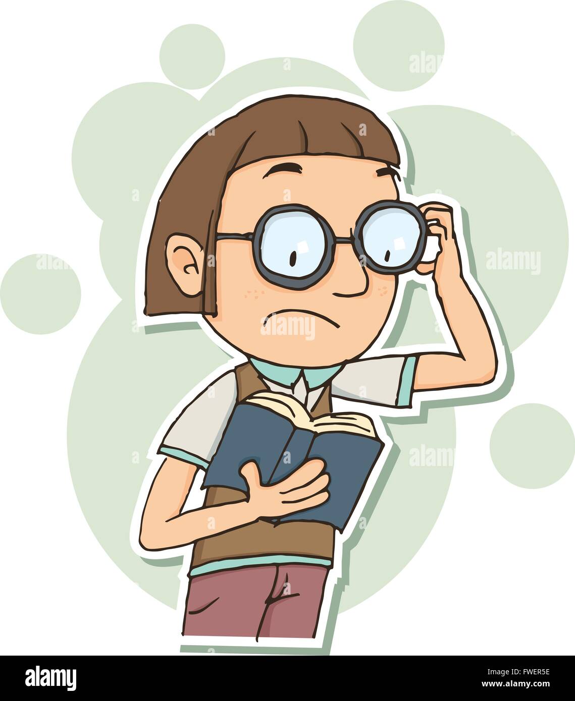 Cartoon nerdy looking boy with book Stock Vector Image & Art - Alamy