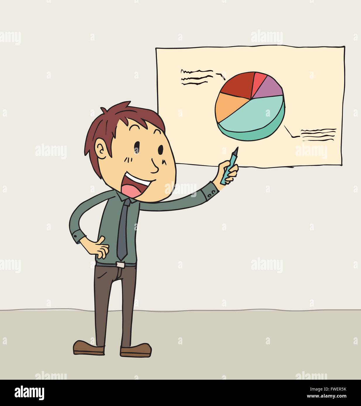 Cartoon businessman presenting pie chart Stock Vector Image & Art - Alamy