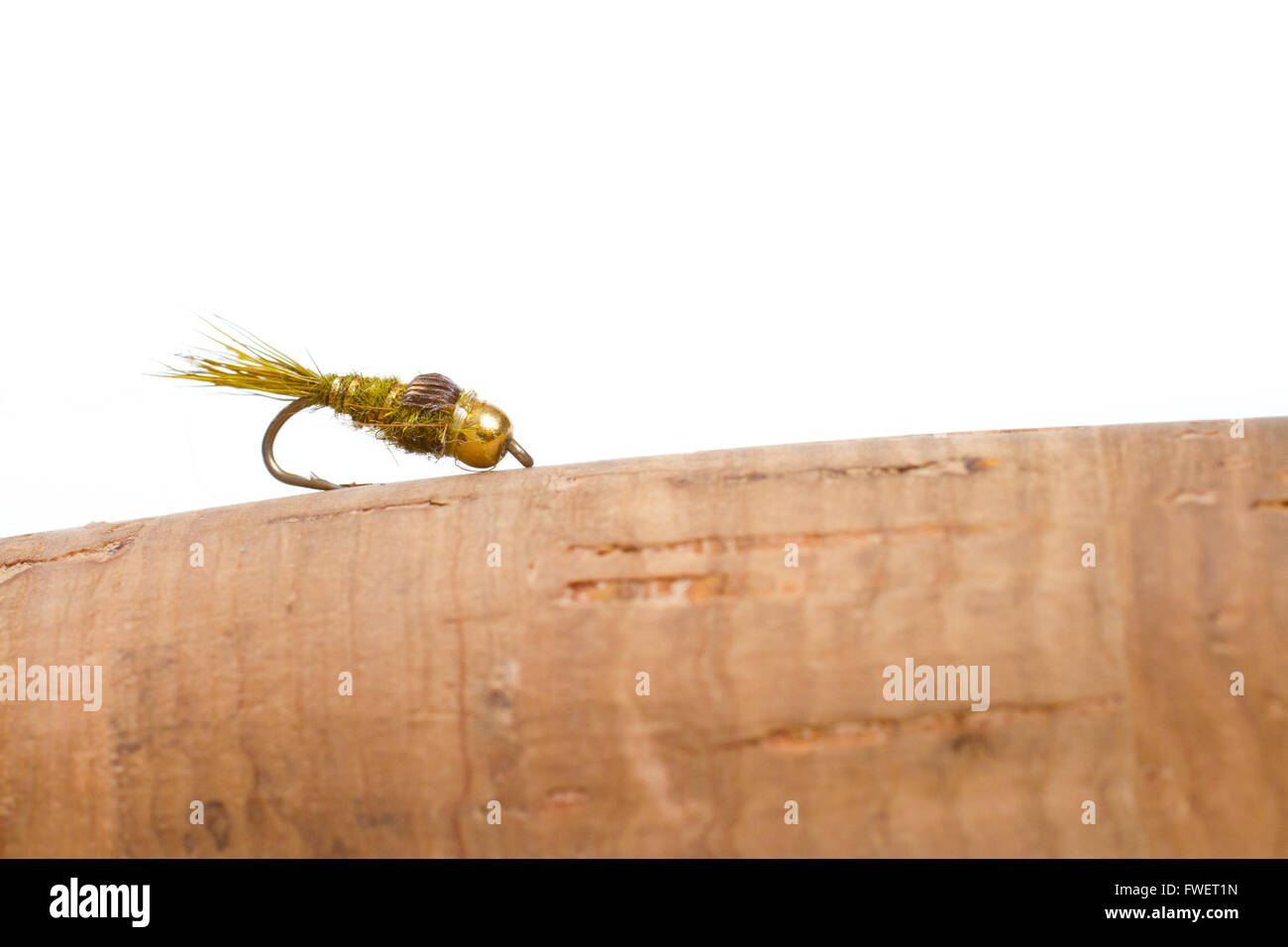 Isolated in a studio with a white background a hares ear nymph in ...