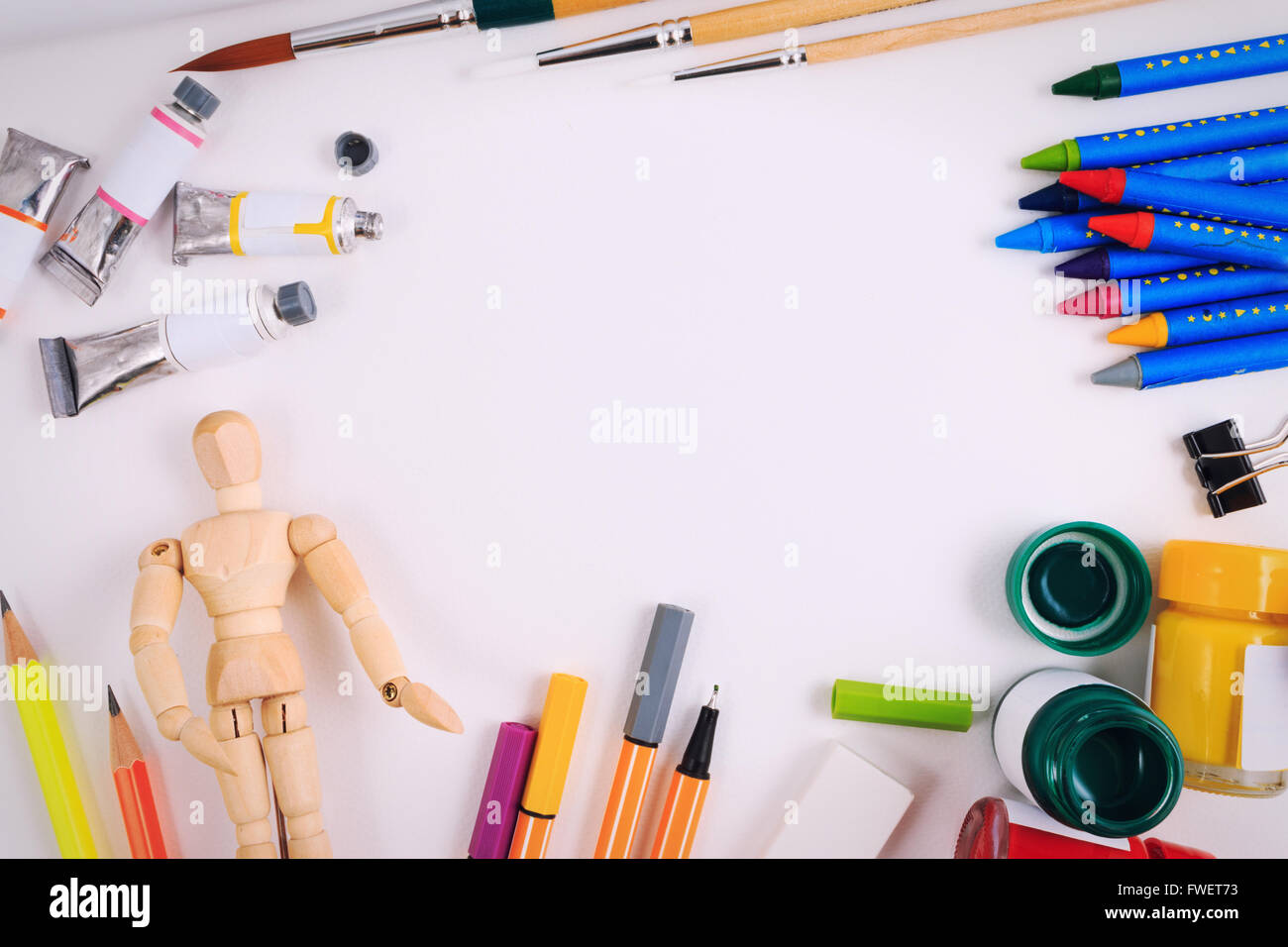 Set of tools for creative art work on a white background Stock Photo ...